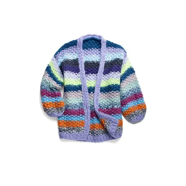 Saachi Striped Chunky Knit Cardigan - Blue