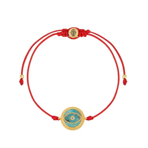 KARMA AND LUCK Universal Harmony Turquoise Evil Eye Red String Bracelet - Gold/blue/red