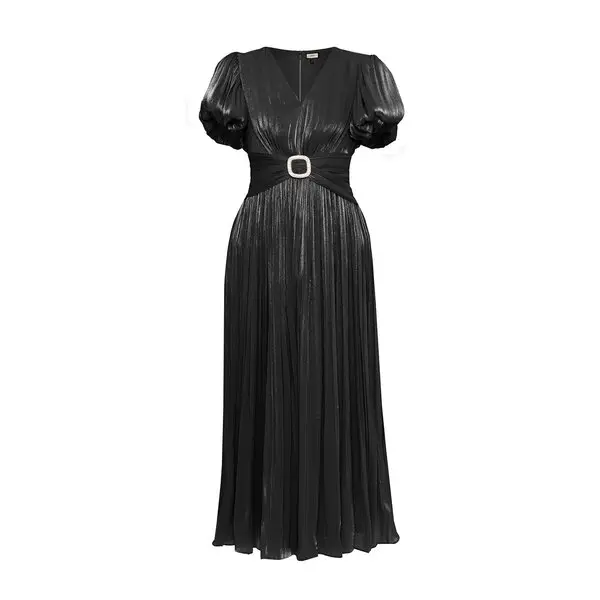 NISSA Crystal-embellished Chiffon Midi Dress