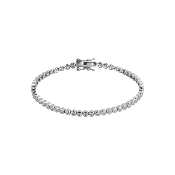 SPERO LONDON Round Bezel Diamond Tennis Bracelet - Silver