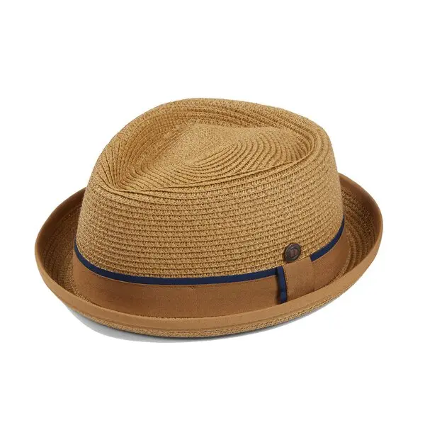 DASMARCA HATS Diamond Crown Porkpie Straw Hat - Brown