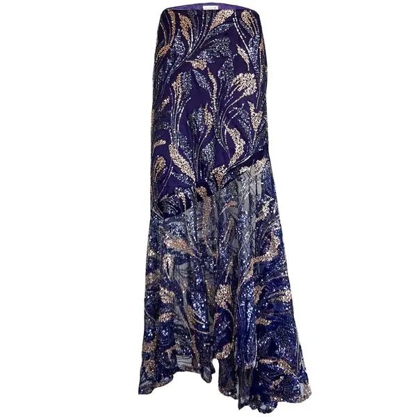 SVARINI Navy Sequin Mermaid Maxi Skirt