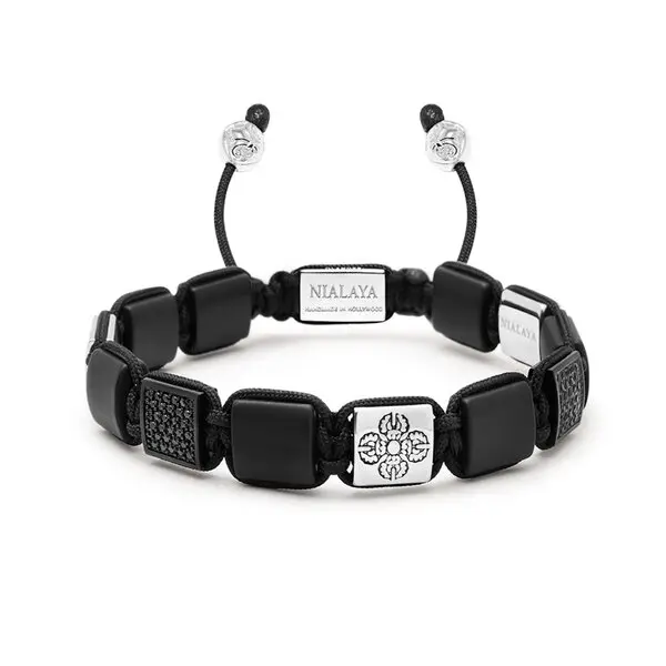 NIALAYA JEWELRY The Cz Flatbead Collection Bracelet - Black/silver