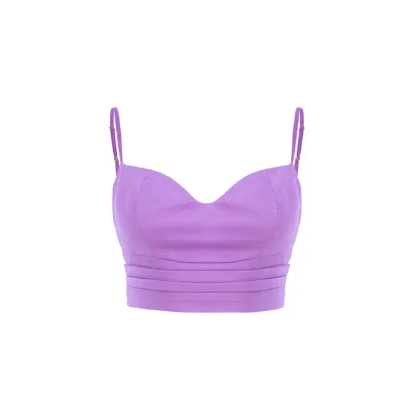 AVENUE N°29 Silk Corset Top With Straps - Purple