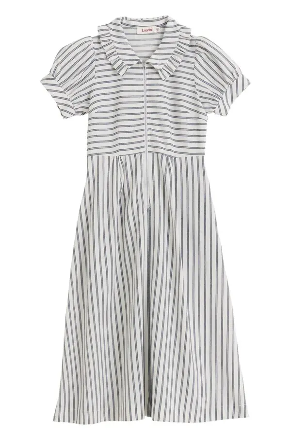 LOUCHE Ticking Stripe Midi Dress