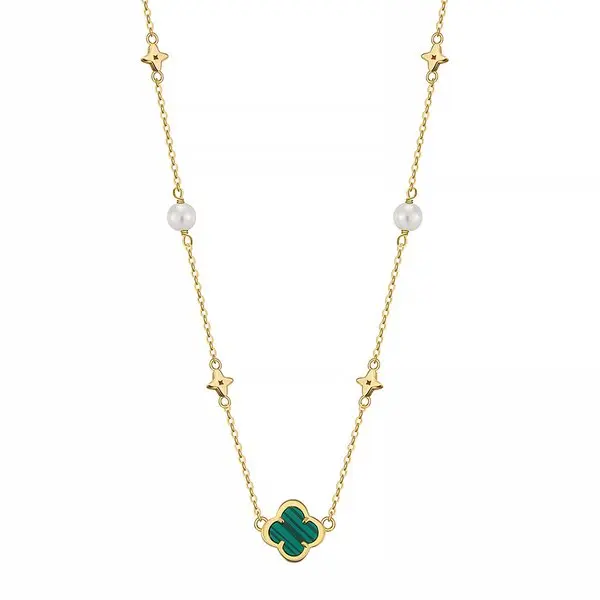 SHADED THE LABEL Niamh Malachite & Pearl Gold Necklace - Gold/green