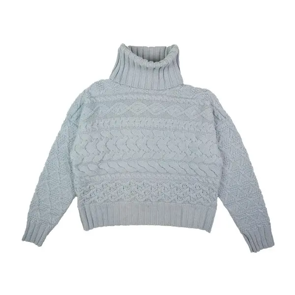 GIGI KNITWEAR Cable Knit Turtleneck Sweater - Blue