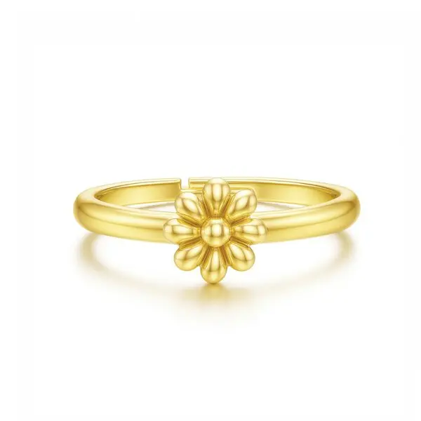 UNALOE Adjustable Sterling Silver Floral Ring - Gold