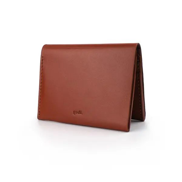 GODI. Handmade Bifold Leather Wallet Rust - Brown