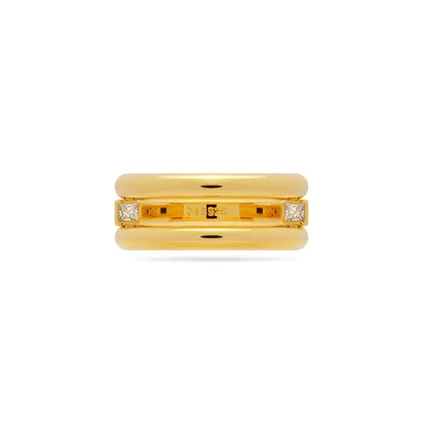MEULIEN Triple Band Convertible Ring With Cubic Zirconia - Gold