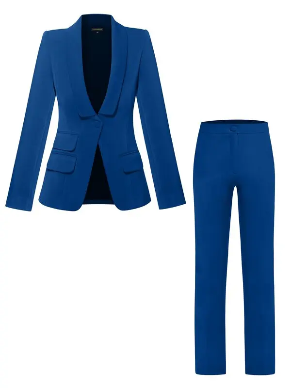 TIA DORRAINE Tailored Blazer And Trousers Suit - Blue
