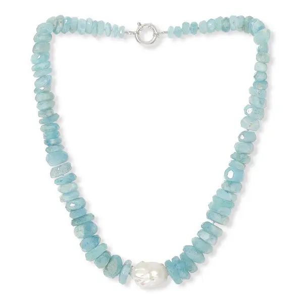 PEARLS OF THE ORIENT ONLINE Clara Aquamarine And Freshwater Pearl Necklace - Blue