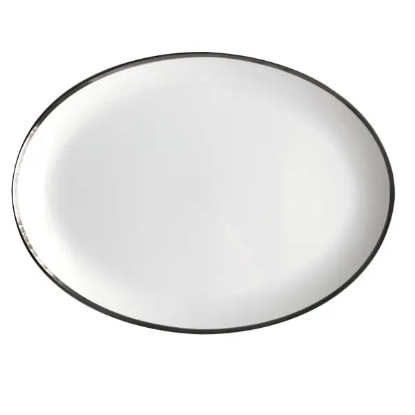 Twig New York Platinum Edge 14 In. Oval Platter - Silver