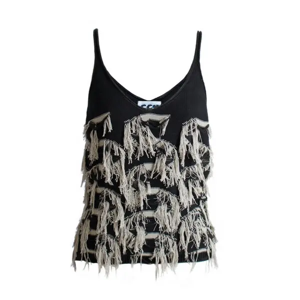 CCY CURRENCY Fringe Strap Top