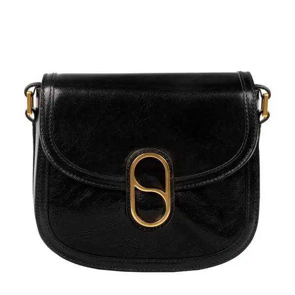 TIME RESISTANCE Leather Saddle Bag Villette - Black