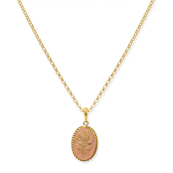 VINTOUCH ITALY Gold-plated Rose Cameo Necklace - Gold/pink