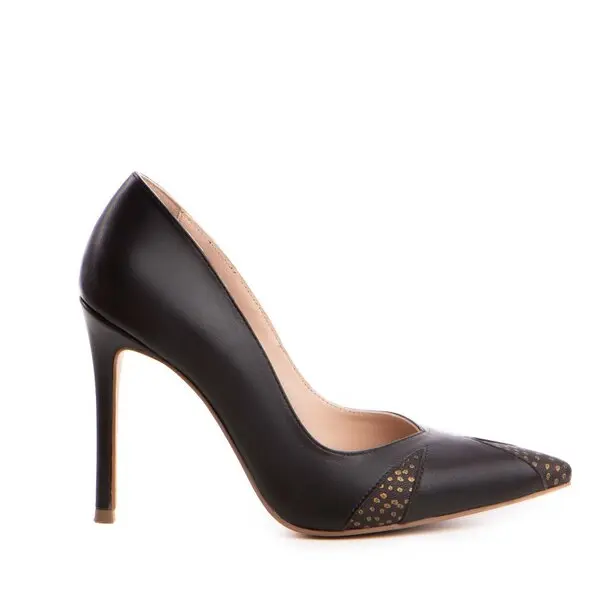 THE 5TH ELEMENT Alura Leather Pumps With Gold-dotted Toe - Brown