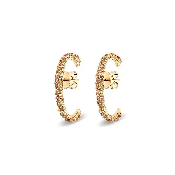 SALLY SKOUFIS Gold Vermeil Cosmic Earrings With Champagne Diamonds - Gold/yellow
