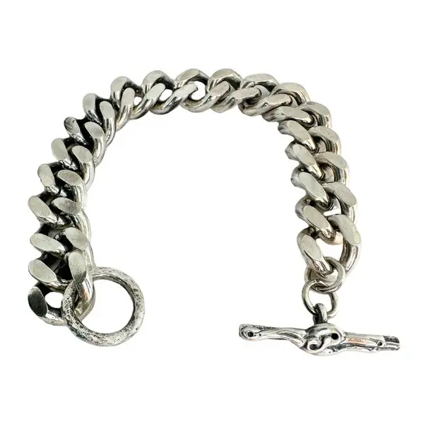 TG-JEWELLERY BY TAMARA GERVASIO Sterling Silver Celtic Dog Curb Chain Bracelet - Silver/black