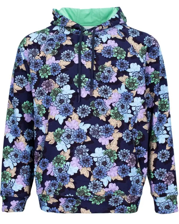 LORDS OF HARLECH Hank Floral Print Hoodie - Blue
