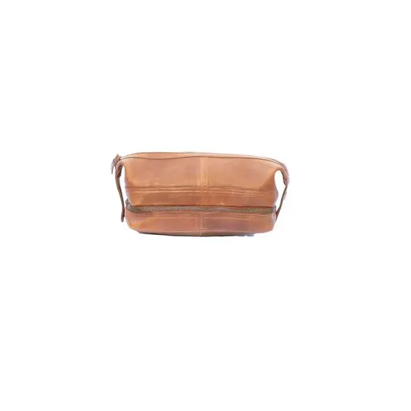 LEATHERCO. Leather Open Top Wash Bag - Brown