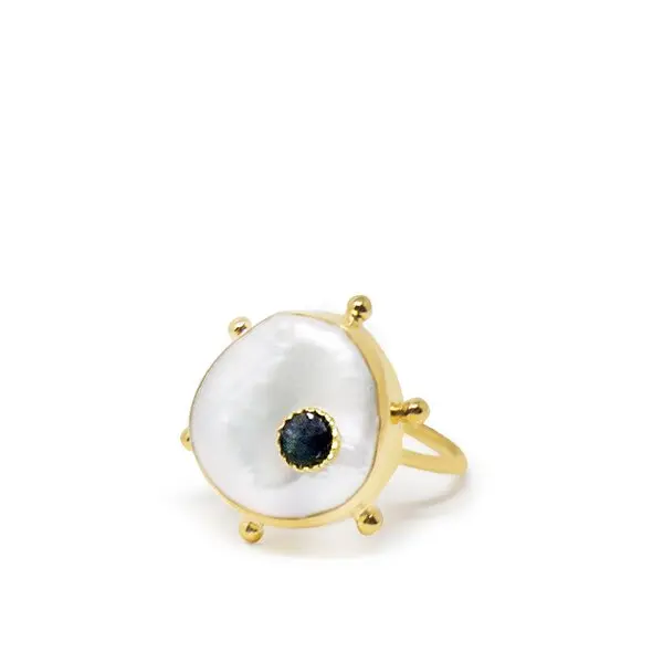 VINTOUCH ITALY Rebel Rebel Sapphire Stacking Ring - Gold/blue/white