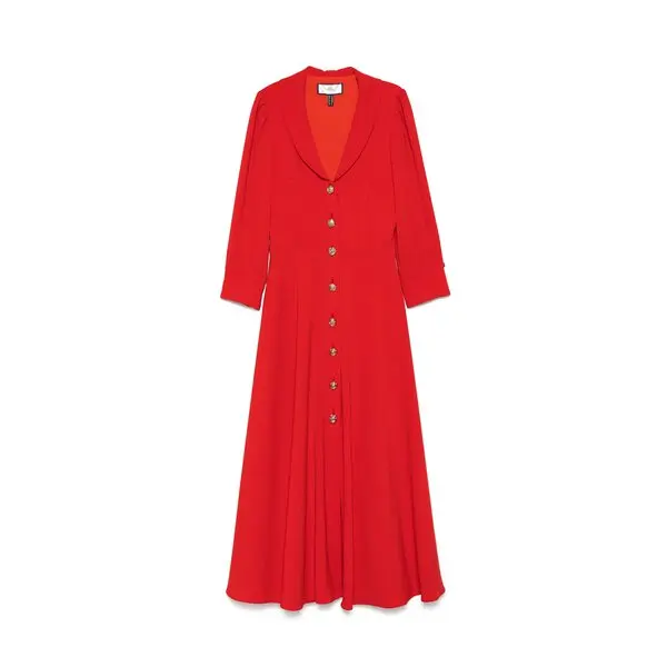 NISSA Crepe Midi Dress - Red