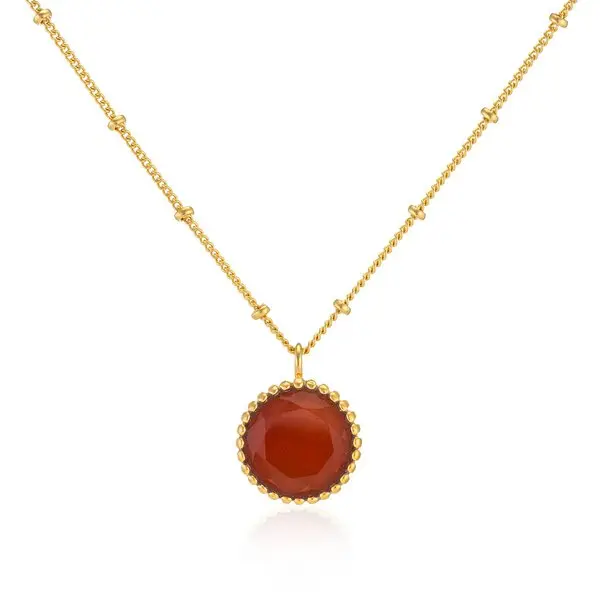 AUREE JEWELLERY Barcelona July Birthstone Carnelian Necklace - Gold/yellow