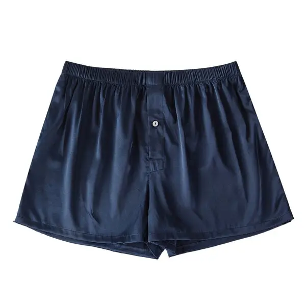 SOFT STROKES SILK Navy Pure Mulberry Silk Boxers - Blue