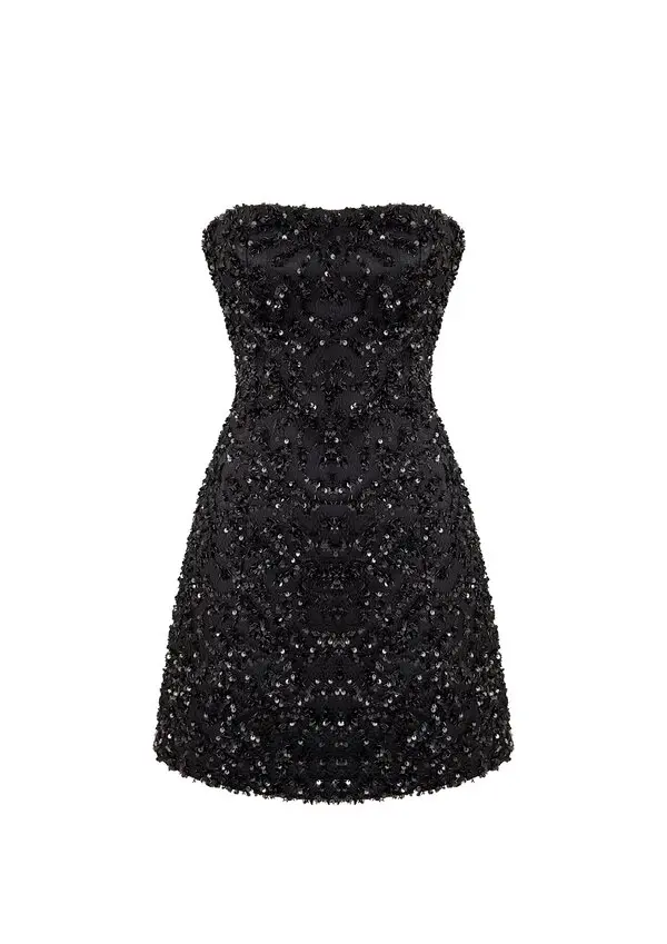NAZLI CEREN Casey Mini Sequin Strapless Dress