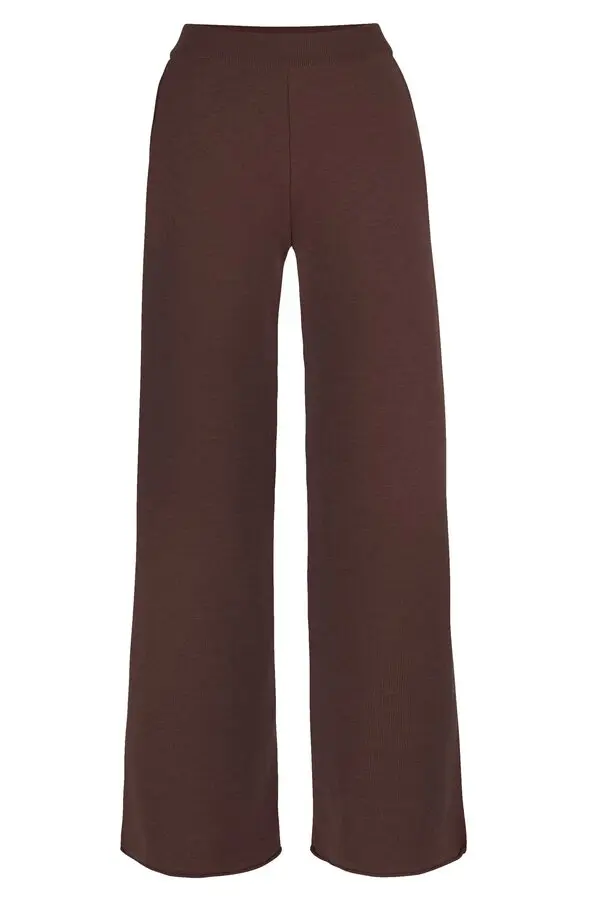 SALANIDA Wide Leg Merino Wool Pants - Brown