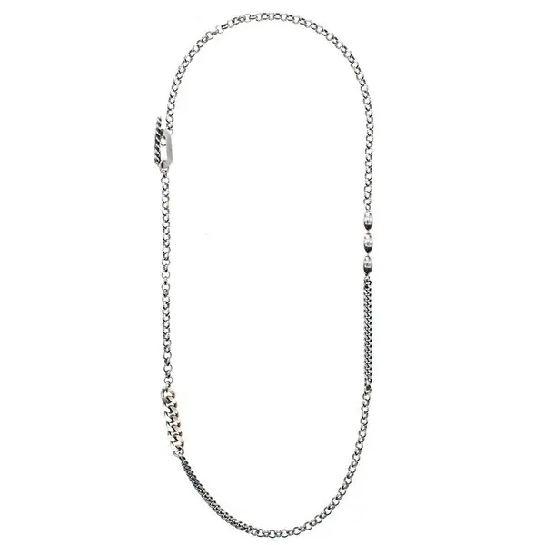 GEM KINGDOM Sterling Mixed Link Chain Necklace - Silver