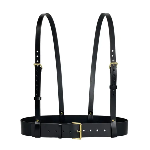 HAUTE CUIR Leather Suspender Harness - Black