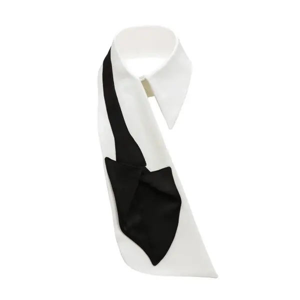 JULIA ALLERT Detachable Shirt Collar With Sculptural Tie - White/black