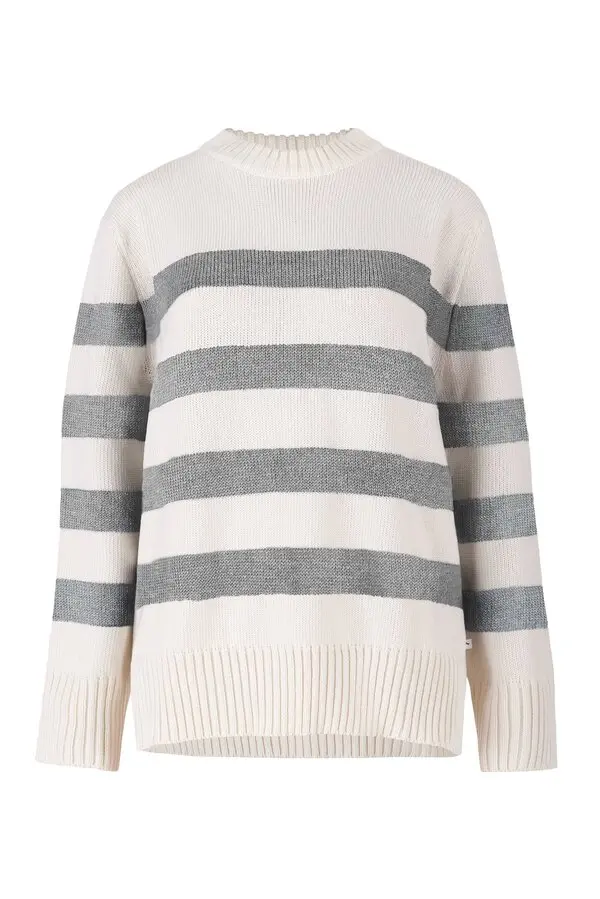 SALANIDA Marina Striped Merino Wool Jumper - Grey