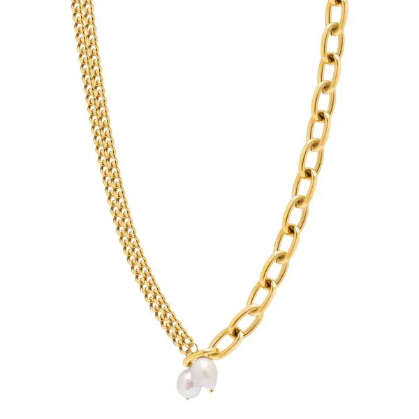NIALAYA JEWELRY Transformer Pearl Necklace - Gold/white
