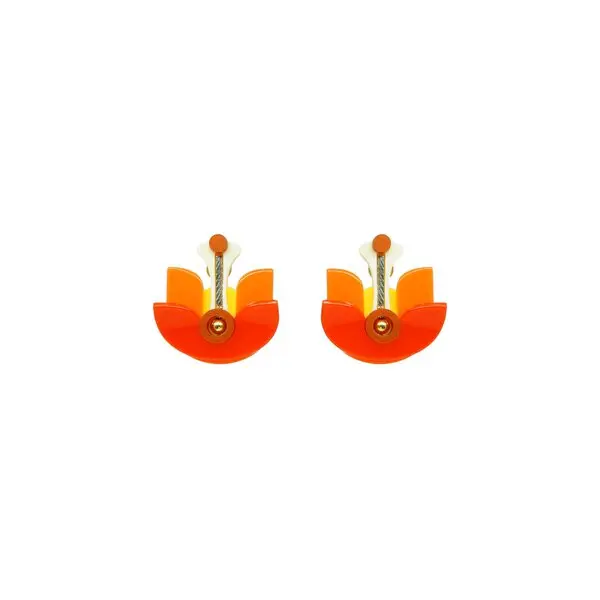 GISSA BICALHO Lotus Flower Acrylic Earrings - Orange