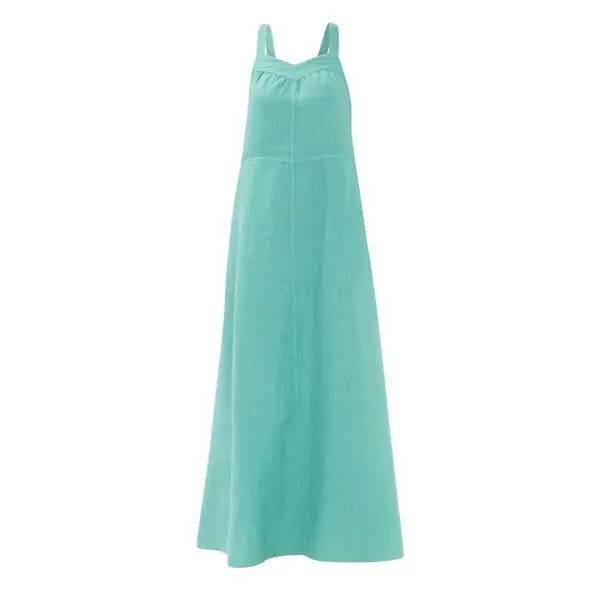 Haris Cotton Tank Maxi Backless Linen Dress - Green