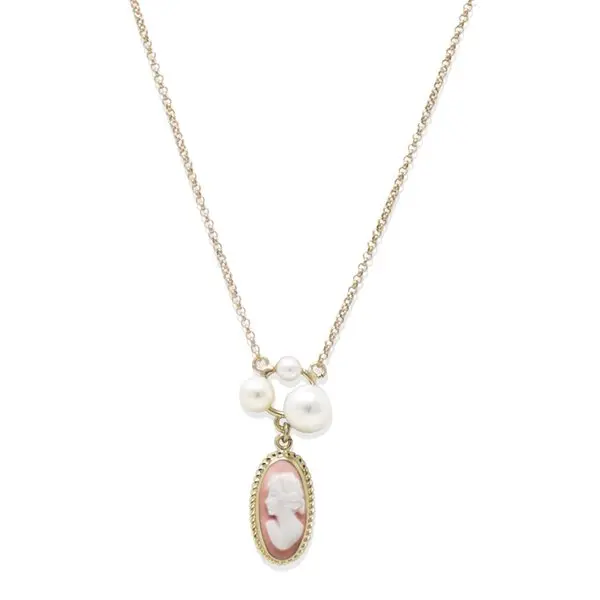 VINTOUCH ITALY Gold-plated Lilith Cameo And Pearl Necklace - Gold/pink