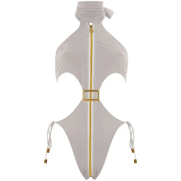 ANTONINIAS Cynosure Cut-out One-piece Swimsuit - Beige/yellow