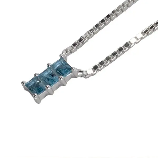 NASI SILVER Nahar Baguette Topaz Necklace - Blue