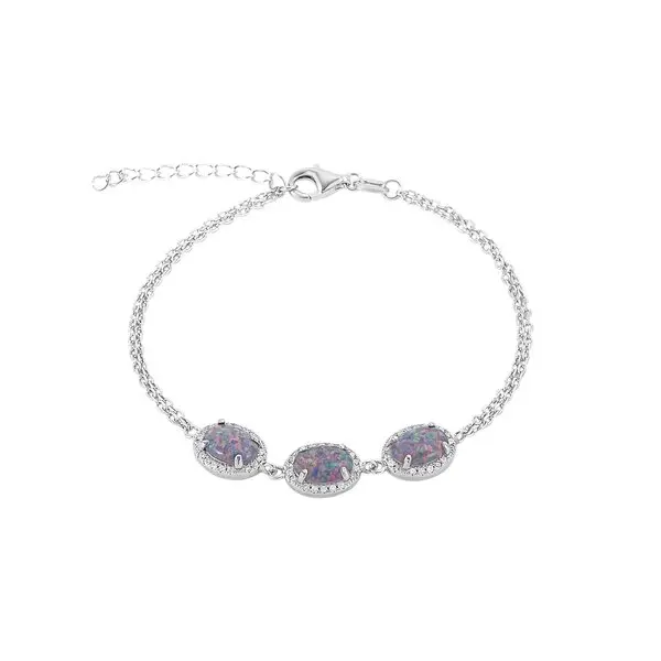 SPERO LONDON Sterling Silver Opal Halo Bracelet - Purple/silver