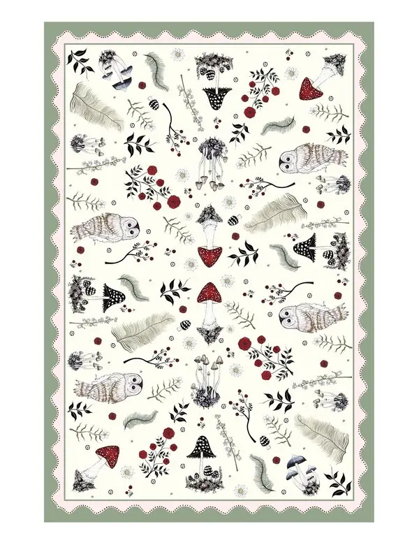 BELL HUTLEY Forest Floor, Mushroom, Flowers And More Table Cloth - Gray