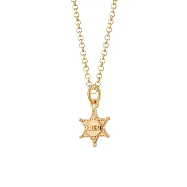 SCREAM PRETTY Sheriff Badge Charm Necklace - Gold