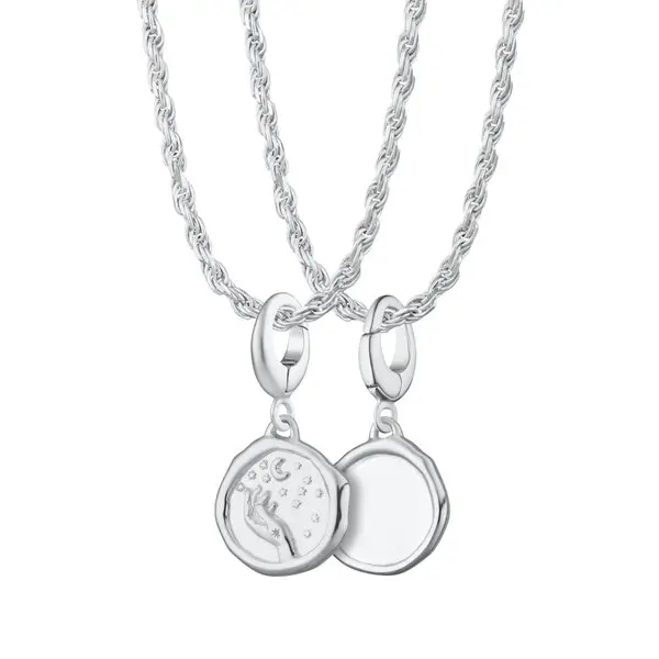 LILY CHARMED Sterling Charm Necklace With Twisted Rope Chain - Silver