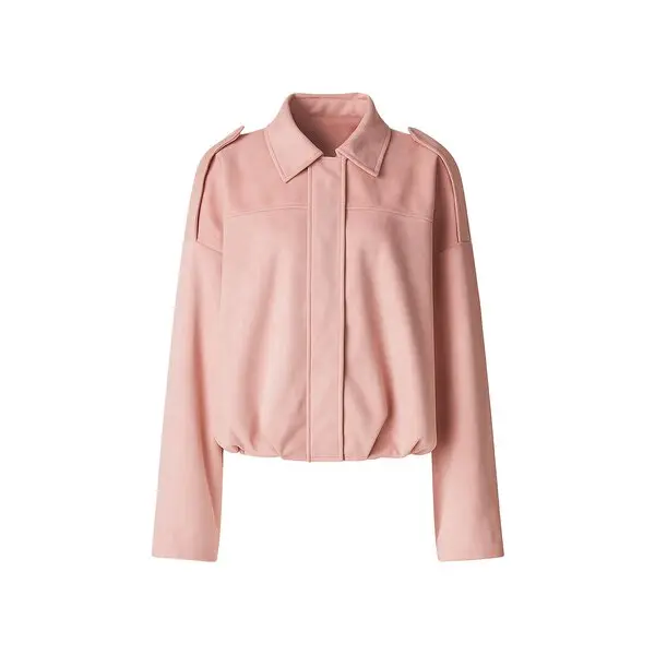 ATS THE LABEL Relaxed Fit Suede Jacket - Pink