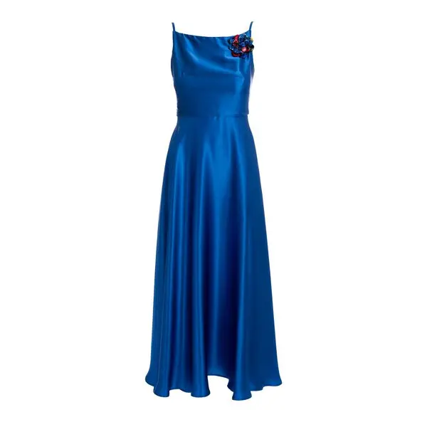 SOFIA TSERETELI The Rarefied Silk Gown With Scarf - Blue