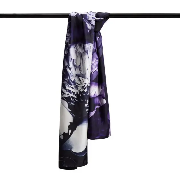 ESSENTY-PARIS Mauve Bloom Of Creativity Design French Twill Silk Scarf - Purple