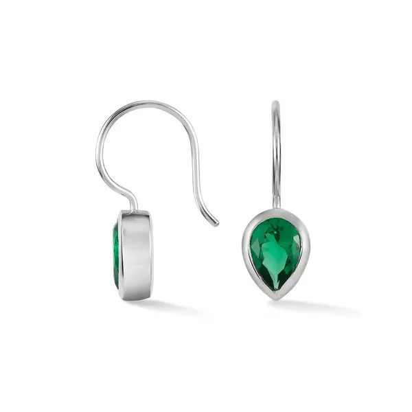 DOWER & HALL Sterling Silver Green Garnet Drop Earrings - Silver/green