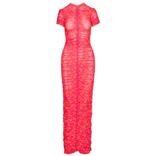 OFUURE Raye Ruched Maxi Mesh Dress